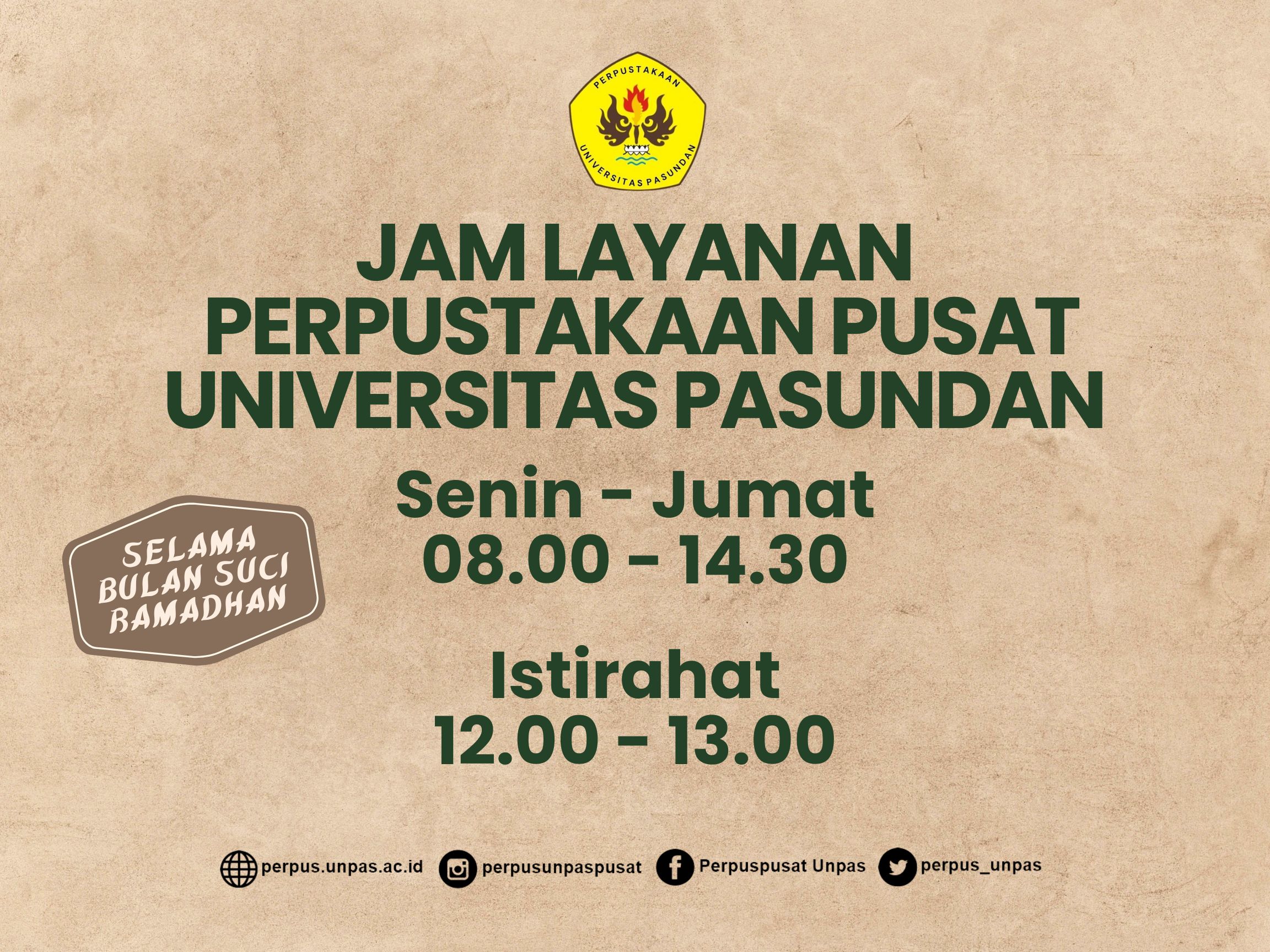 Jam Layanan Selama Bulan Suci Ramadhan – Perpustakaan Universitas Pasundan